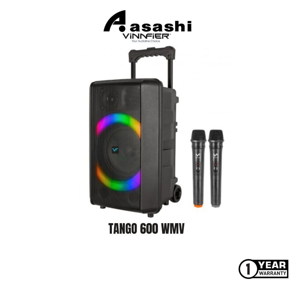 Vinnfier VF Tango 600 WMV 90W Max Portable Trolley Wireless Bluetooth Speaker Karaoke USB Drive ...