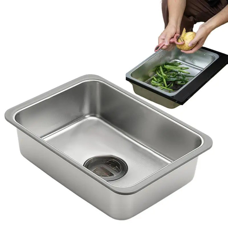 Small Kitchen Sink Stainless Steel Single Bowl Workstation Laundry ...