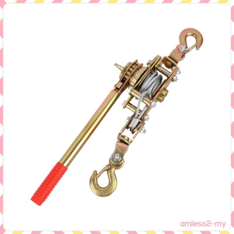[AmlesofaMY] Rope Tightener Ratcheting Lifting Pulley System Portable Double Hook Tensioner ...