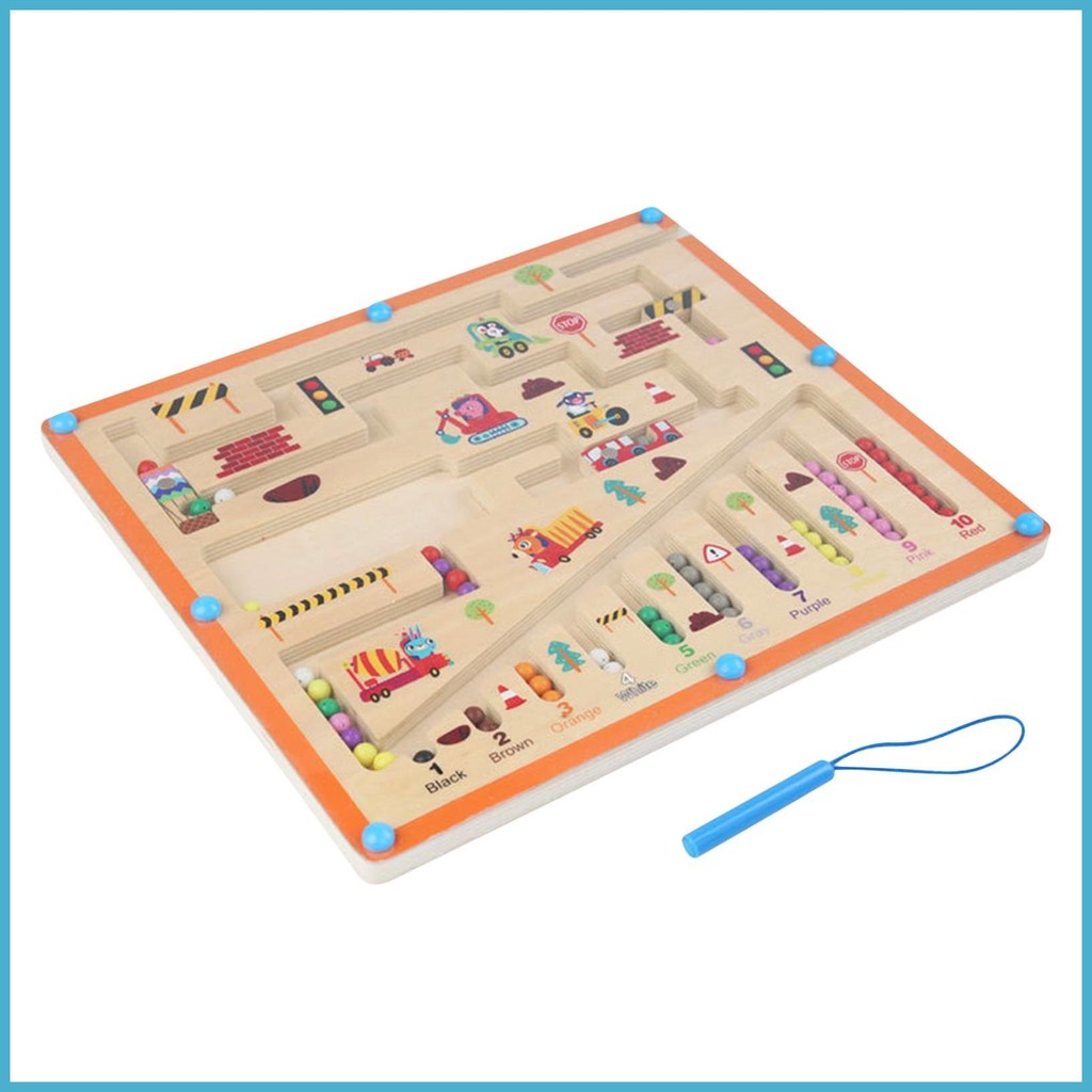 Magnetic Counting Maze Activity Maze Board Toy Wooden Learning Counting ...