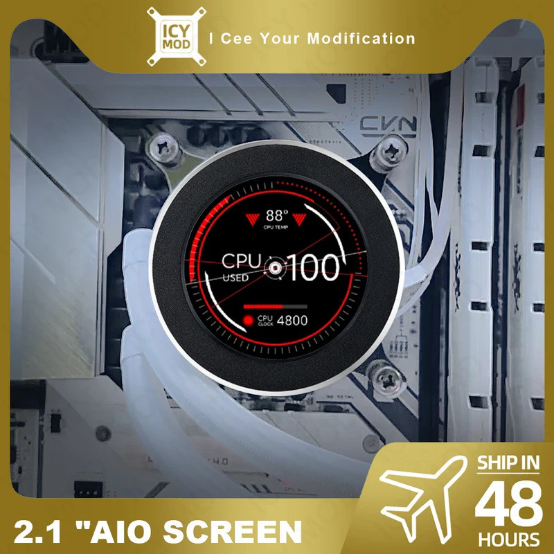 2.1 Inch Round Screen DIY Covering 120/240/360 Water Cooling PC CPU AIO ...