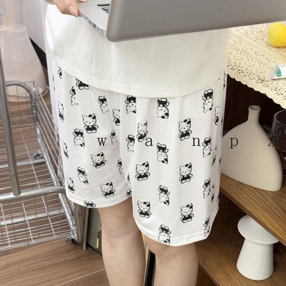 WANPX Crayon Shin-chan Shorts, Kitty Cat Letter Sleepwear Shorts Women ...