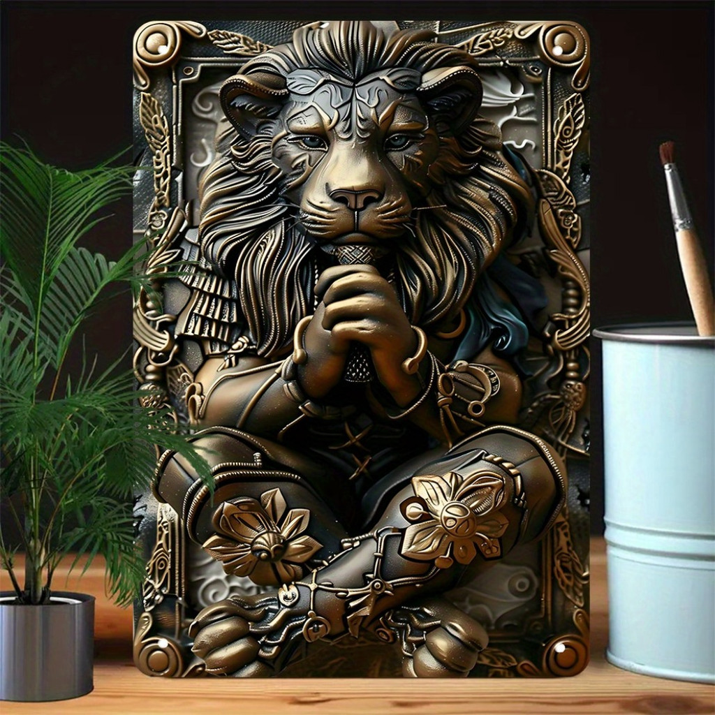 ChangOcean 3D Lion Metal Tin Painting – Rustic Wall Hanging for Coffee ...