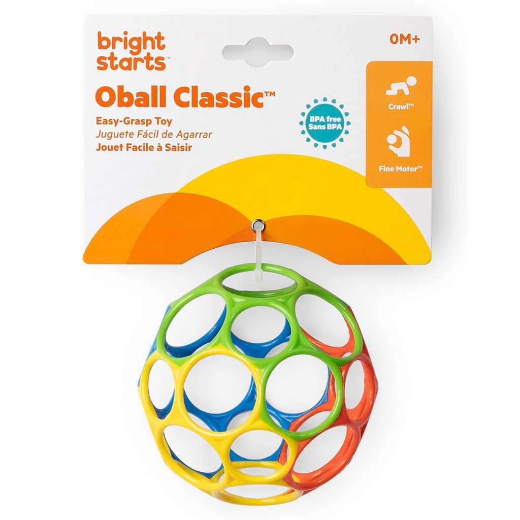 Bright Starts Oball Classic Easy-Grasp Toy (Red/Blue/Green/Yellow) (0 ...