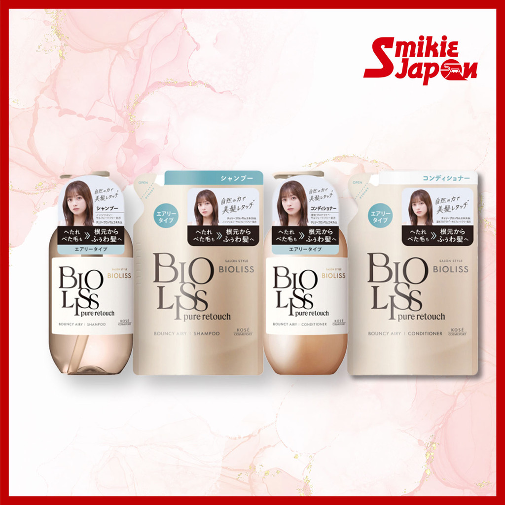 KOSE Bioliss Pure Retouch Bouncy Airy Shampoo & Conditioner 480ml ...