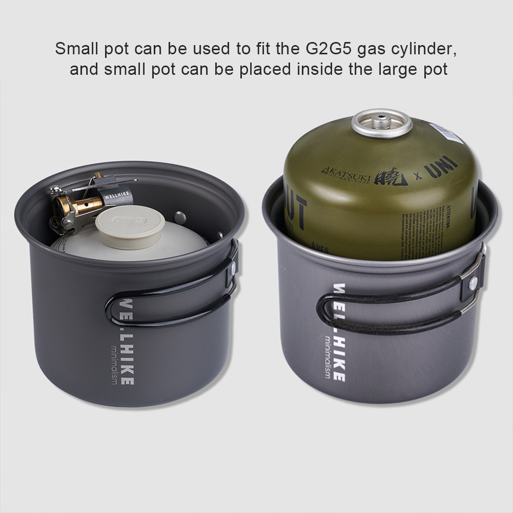 2Pcs Ultralight Camping Cookware Pot for Trekking Hiking (with Steaming ...