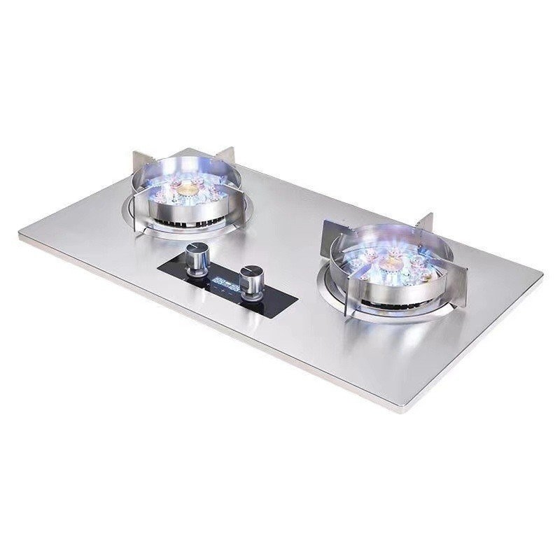 Stainless Steel Timing Fire Double Kompor dapur gas Rumah Tangga dapur ...