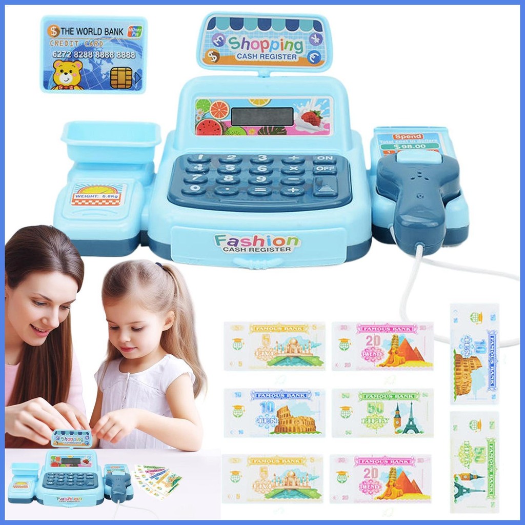 Pretend Calculator Cash Register Toy Classic Count Toy With Light and ...