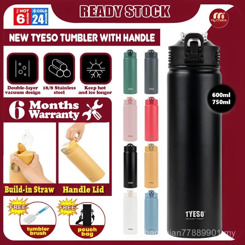 Tyeso slim thermos tumbler sarung dan berus dengan pemegang pemegang reka bentuk 600ml/750ml ...