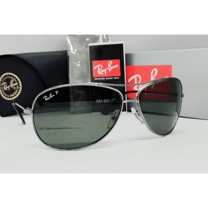 RAY BAN gunmetal/green POLARIZED RB3293 004/9A 63 sunglasses NEW IN BOX ...
