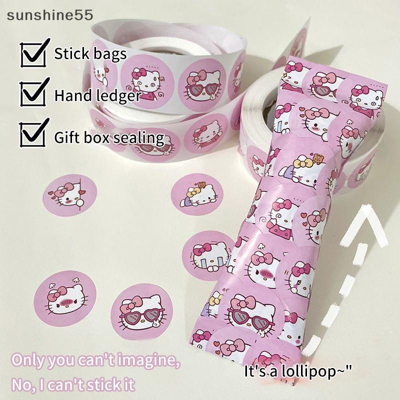 Sun 500pcs/Roll Cartoon Sanrio Stickers Kawaii Hello Kitty Kuromi ...