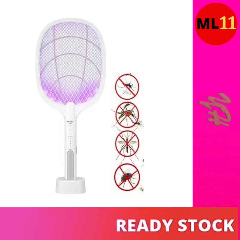 (2 in 1) Rechargeable Electric Mosquito Killer Racket Mosquito Swatter ...