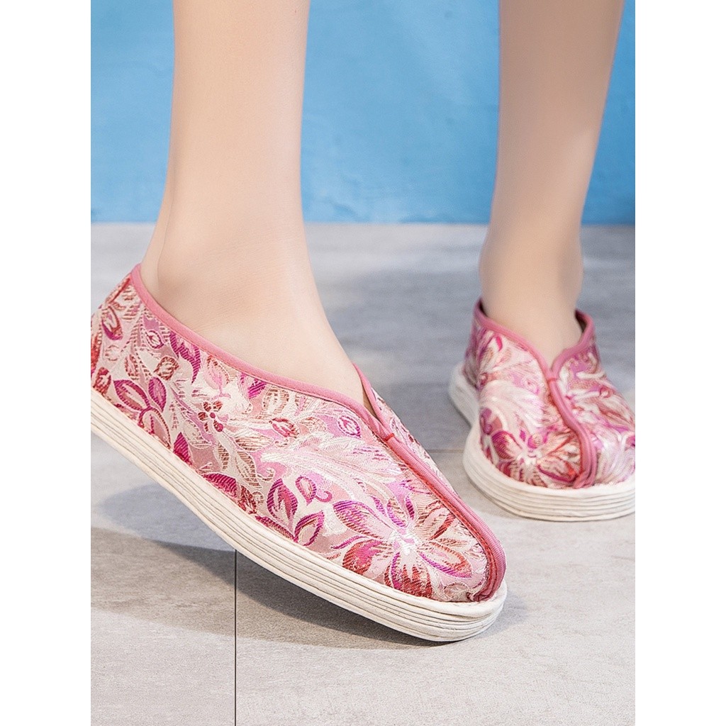Melaleuca Sole Cloth Shoes Women Flat Handmade Retro Hanfu Zen Slip-On ...