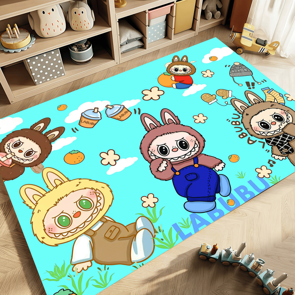 New Cartoon labubu labubu Bedside Blanket Pop Mart Series Home Carpet ...