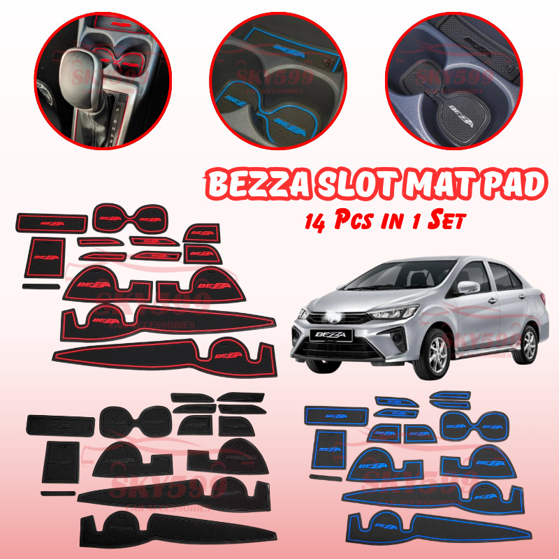 Perodua Bezza Interior Slot Mat Storage Tank Mat 1 Set 14 Pcs | Shopee ...