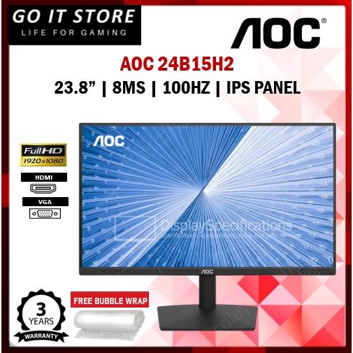 AOC 24B15H2 (23.8", IPS, FHD, 8MS, 100HZ, ADAPTIVE-SYNC) MONITOR ...