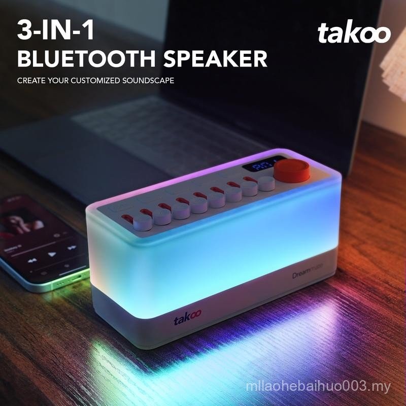 TAKOO 3-dalam-1 Pembesar Suara Bluetooth Mudah Alih Mesin Bunyi Lampu ...