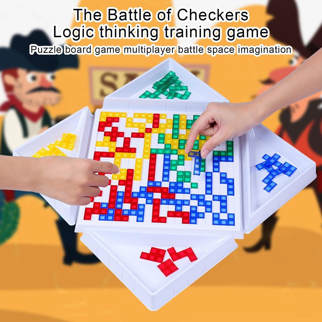 Children Strategy Board Game Colored Squares Brain Teaser Game ...