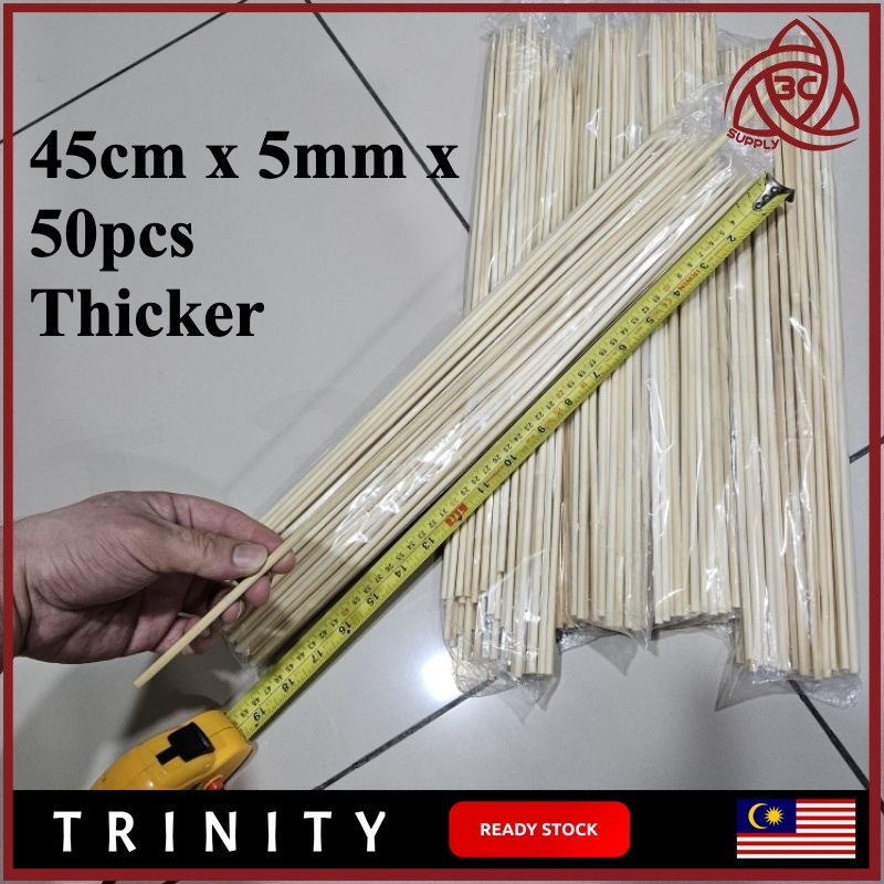 45cm x 5mm x 50pcs Thicker Better Quality Stronger Craft DIY Bamboo ...