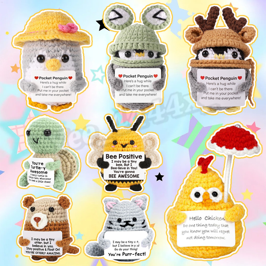Positive Crochet Dolls Ornaments Cute Penguin/Bee/Chick/Frog/Otter ...