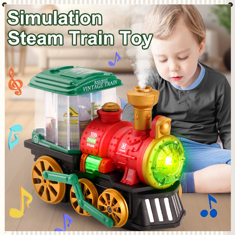 Electric Steam Train Toy for Kids Simulation Train with Light and Sound ...
