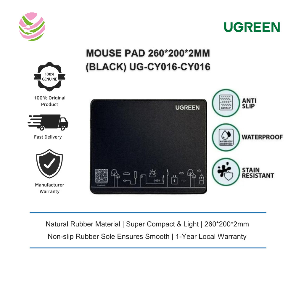 UGREEN MOUSE PAD 260*200*2MM (BLACK) UG-CY016-CY016 | Shopee Malaysia