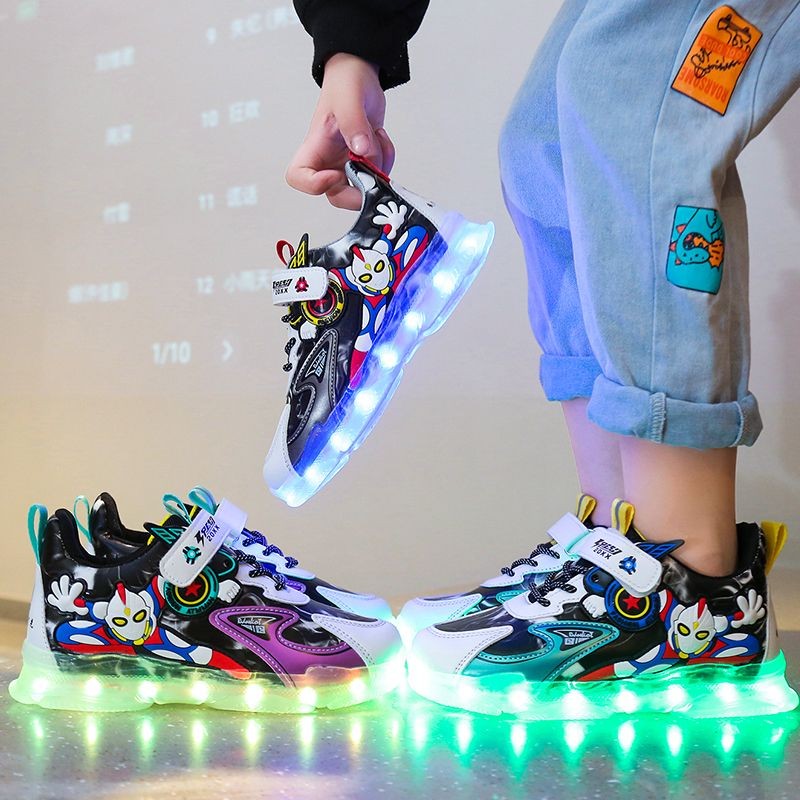 Colorful Shoes Ultraman Light-Up Shoes Boys Girls Children Shoes Dad ...