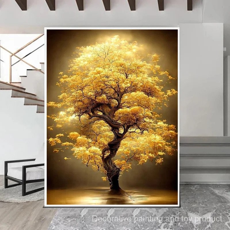 Abstract Luxury Lucky Gold Tree Poster Prints For Living Room Home ...