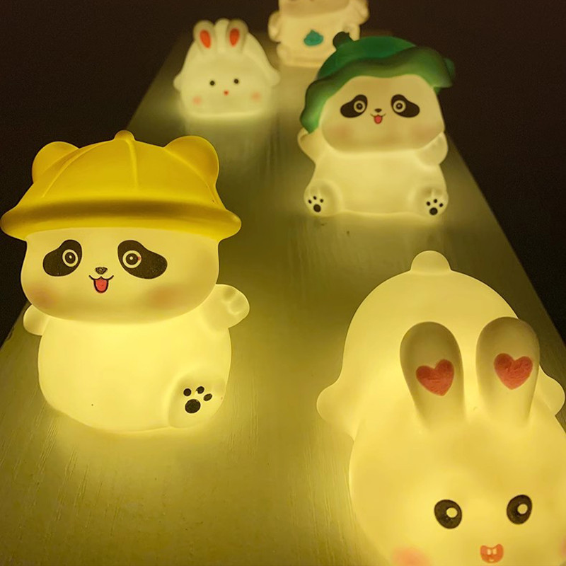 Cartoon Sprawling Rabbit Bedside Light Cute Panda Sleeping Lamp Home ...