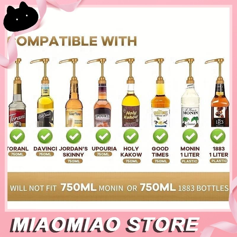 750ml Syrups Cover Permium Syrup Pump Food-grade Pump Head Golden ...