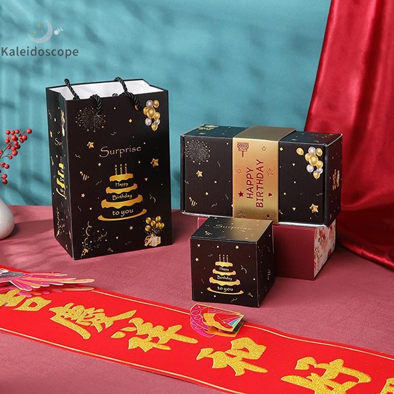 Kaleidoscope 10pcs Folding Explosion Surprise Gift Boxes Black Gold ...