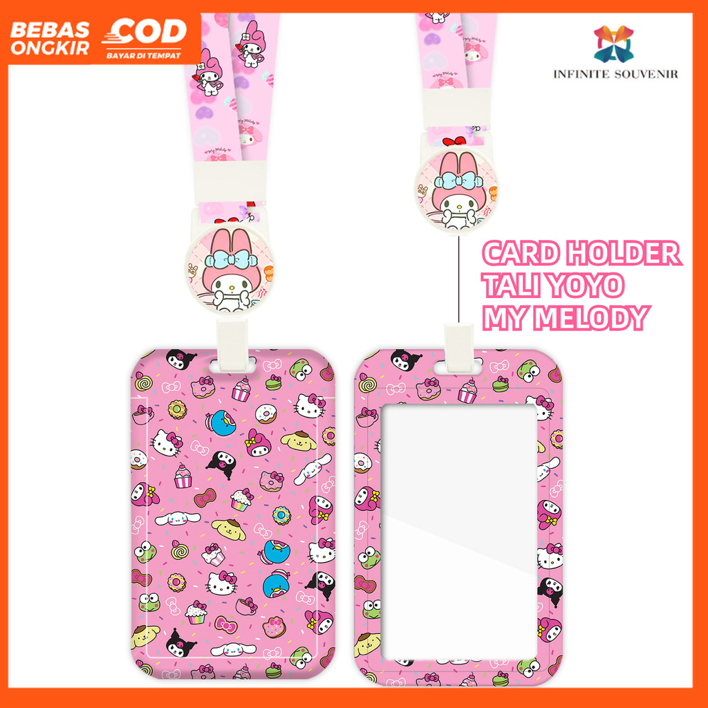 (N017) My MELODY Yoyo Rope ID Card Holder / Sanrio Yoyo Nametag / Yoyo Card Holder / Retractable ...