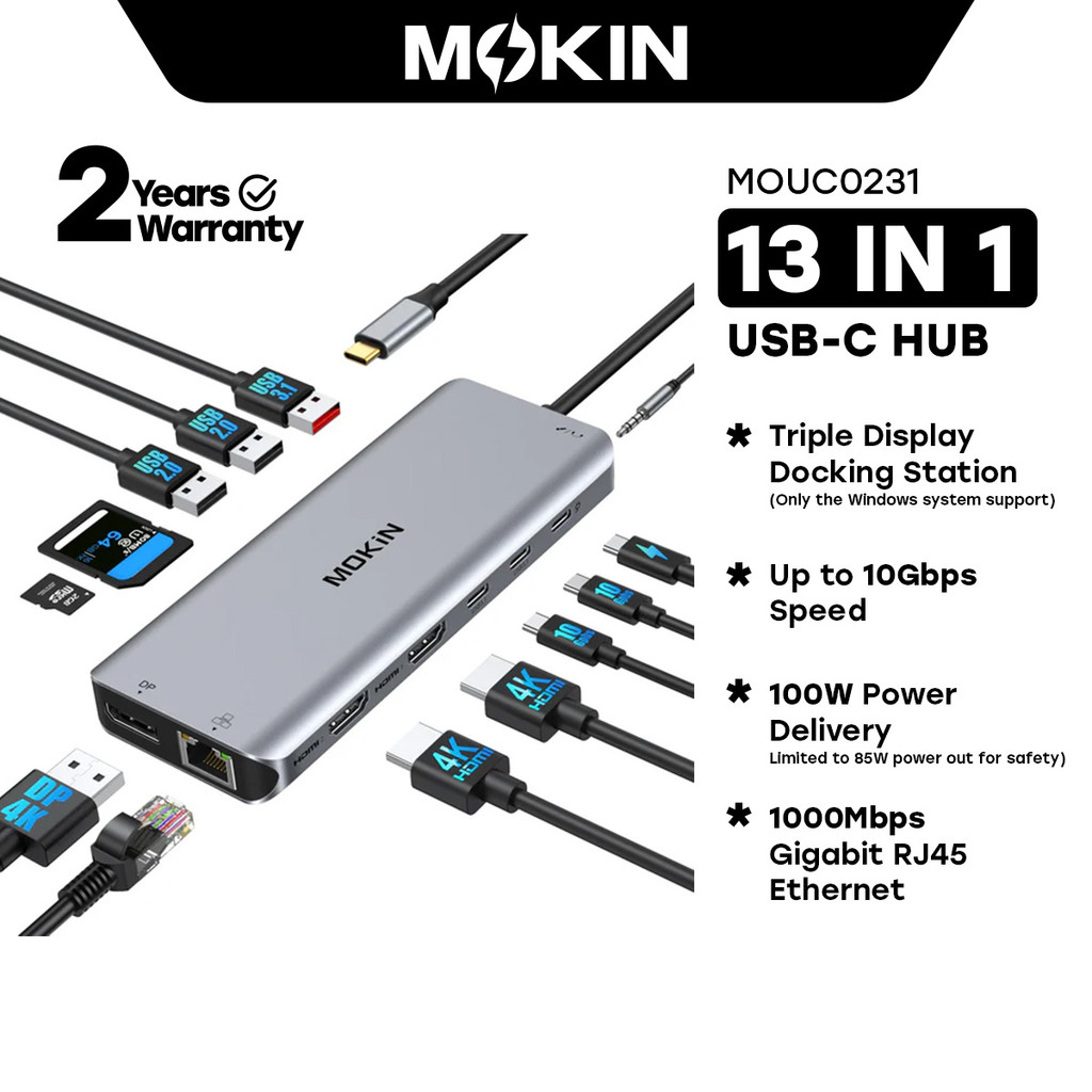 Mokin 13/14 in 1 USB C Multiport Hub (MOUC 0231/0221) | Shopee Malaysia