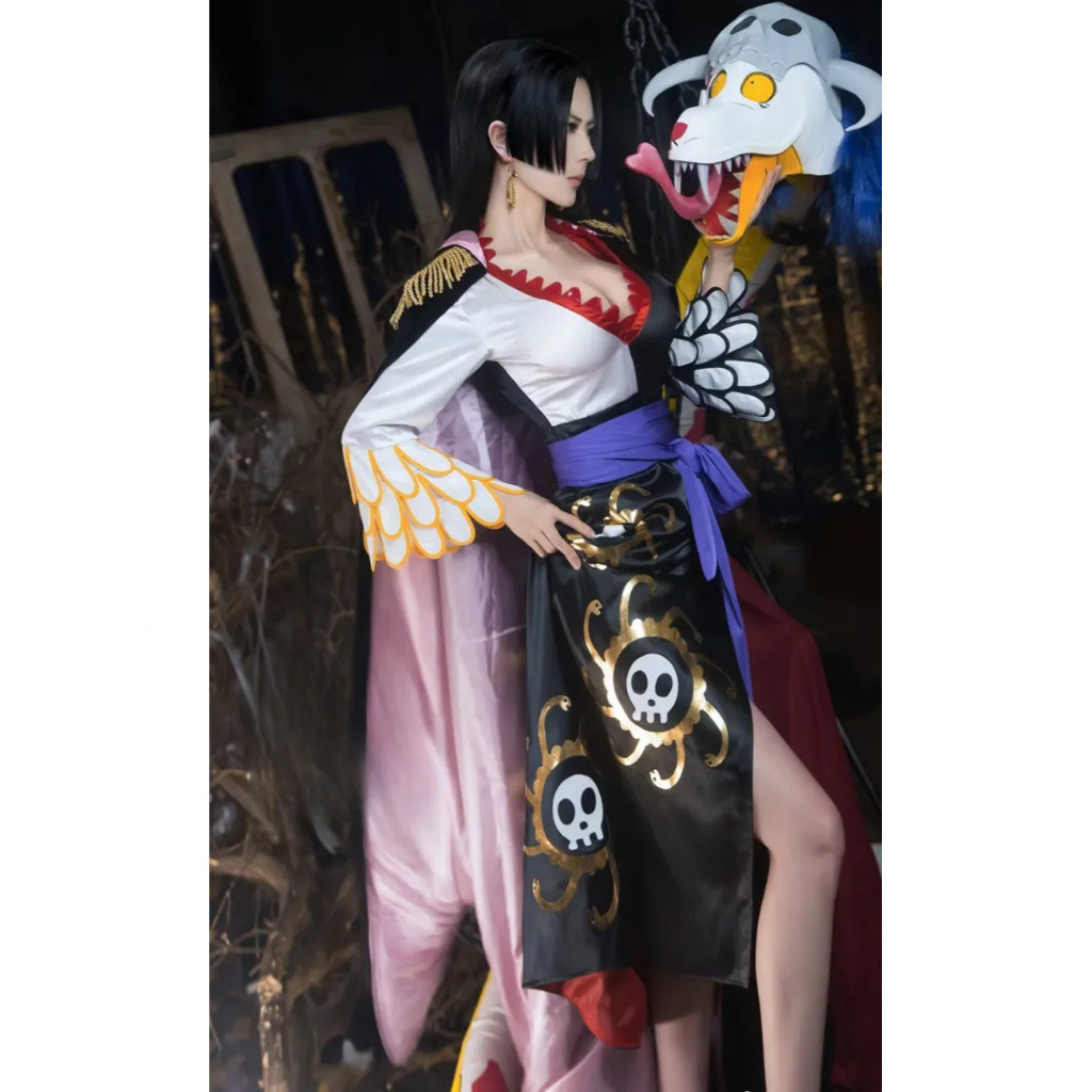 one piece BoA Hancock Cosplay costume dress fancy cloak Carnival party ...