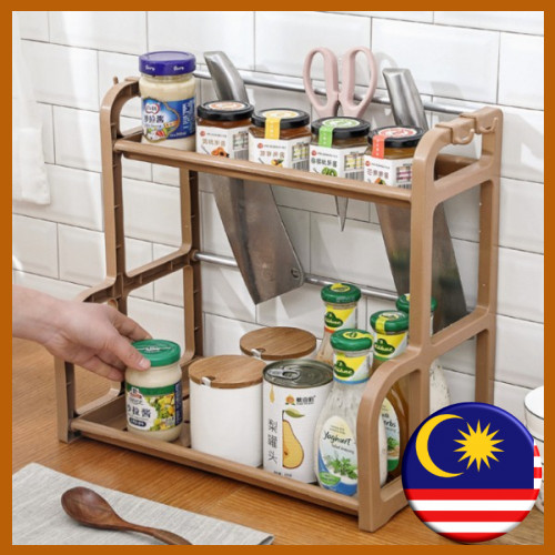 Spice Rack Organizer 2 Tier Design Kitchen Organizer Storage Rak Rempah ...
