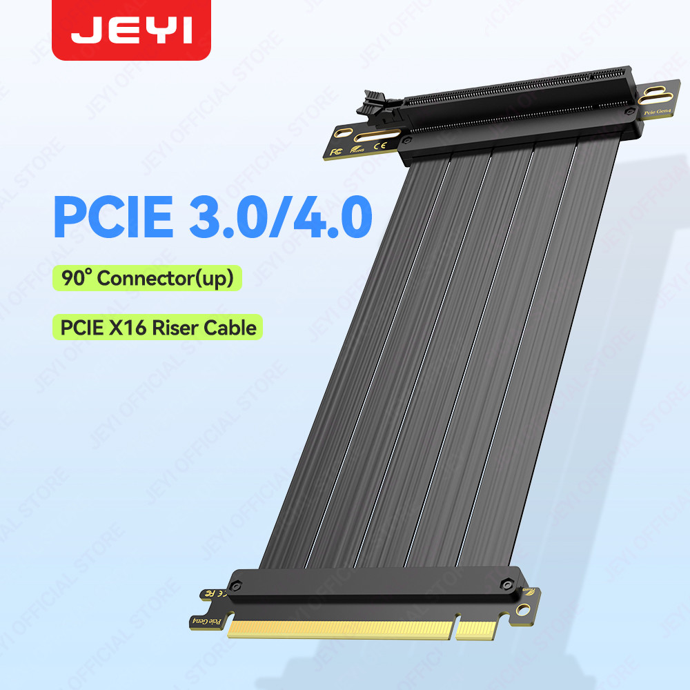 JEYI PCIE 4.0 Riser Cable 90 Degree, PCIe 3.0/4.0 x16 Extension Cable ...