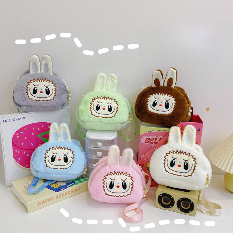 Labubu Crossbody Bag, Cartoon Plush Shoulder Sling Bag, Doll POP MART ...