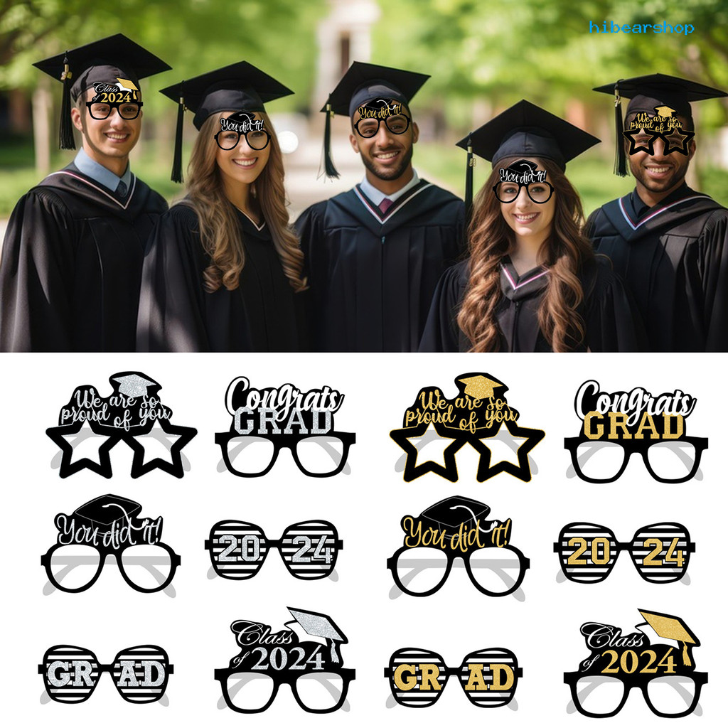 [LISI] 6 Pairs 2024 Graduation Glasses Set Sparkling Reusable ...