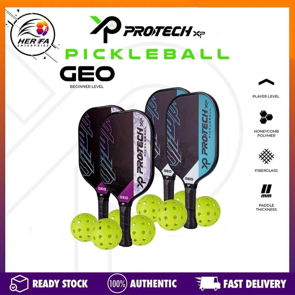 PROTECH XP GEO Pickleball Combo Set (2 Pickleball Paddles / 4 Balls / 1 ...