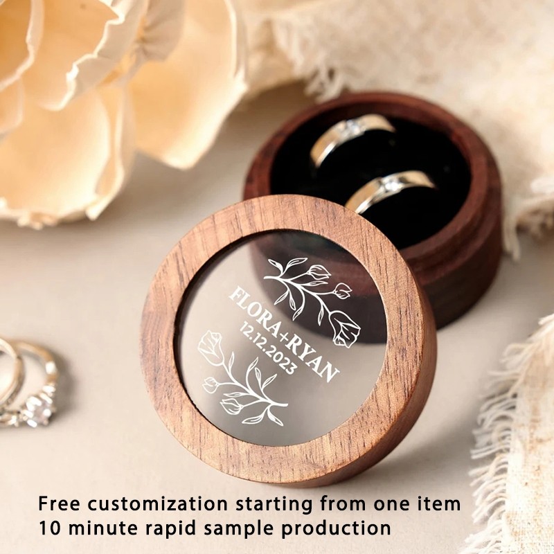 Custom Ring Bearer Box, Personalized Wedding Ring Box, Woode Round ...