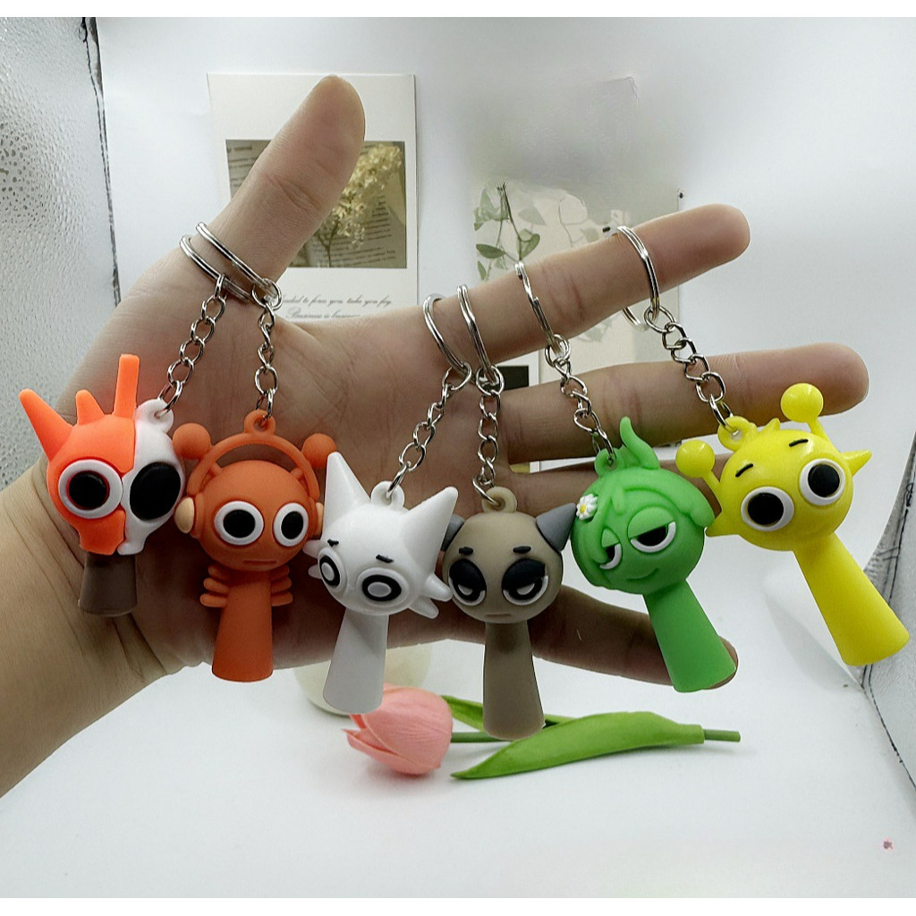 6 pcs Acrylic Sprunki Keychain for Accessories Sprunki Oren Raddy Gray ...