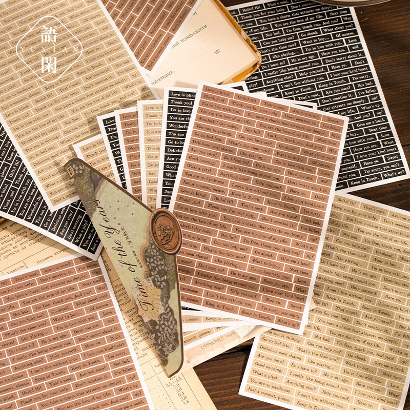 Cut film stickers nostalgia letterhead series retro style basic ...