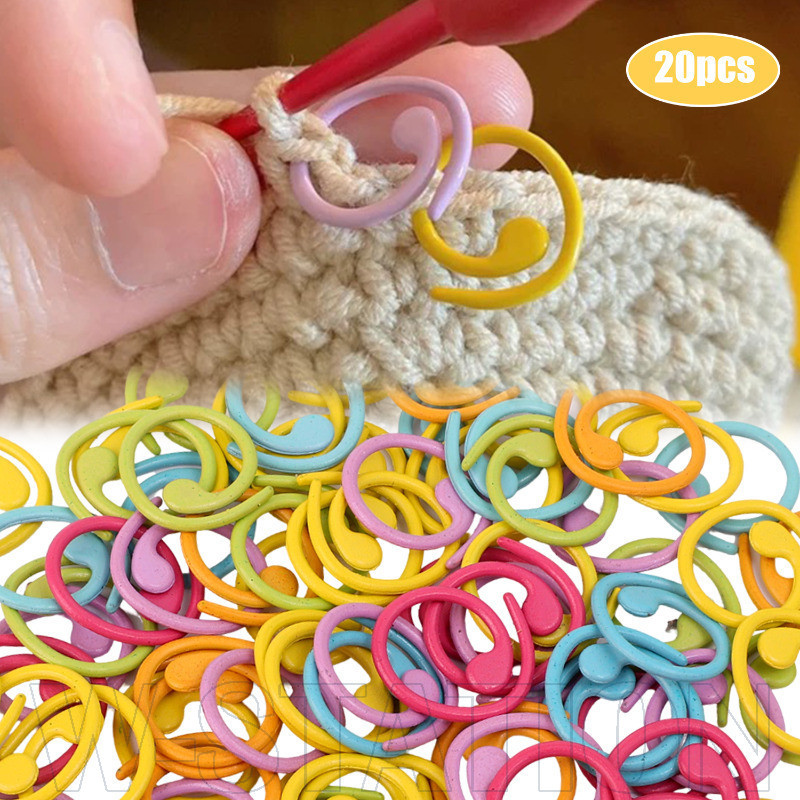 20Pcs Alloy Spiral Ring Knitting Locking Stitch - Mix Color Marked ...