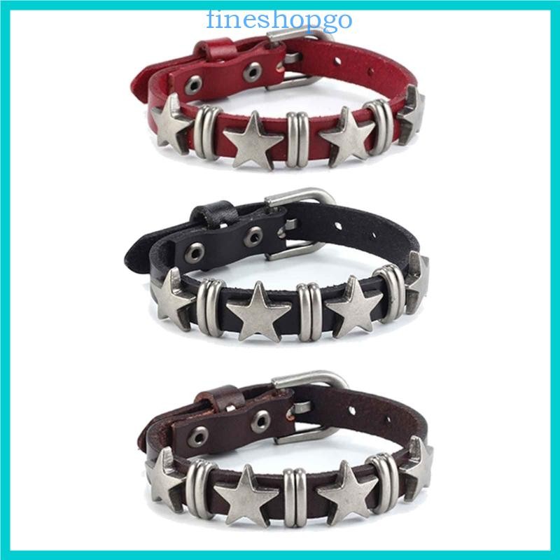 Fine Punk Rock Wrap Star Leather Bracelet Vintage Star Spiker Rivet ...