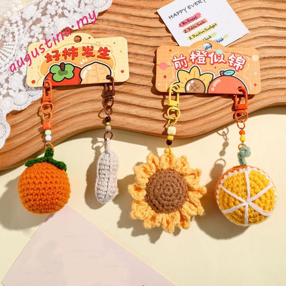 AUGUSTINA 1pair Crochet Fruit Keychains, Ornaments Charms Knitted ...