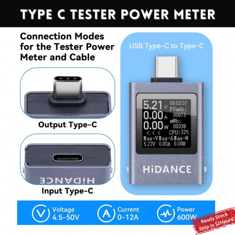 USB C Tester Power Meter PD 3.1 Type C Tester Digital Multimeter ...
