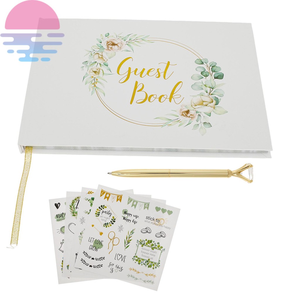 Wedding Guest Book with Diamond Pen Elegant Wedding Sign Book with 4 ...