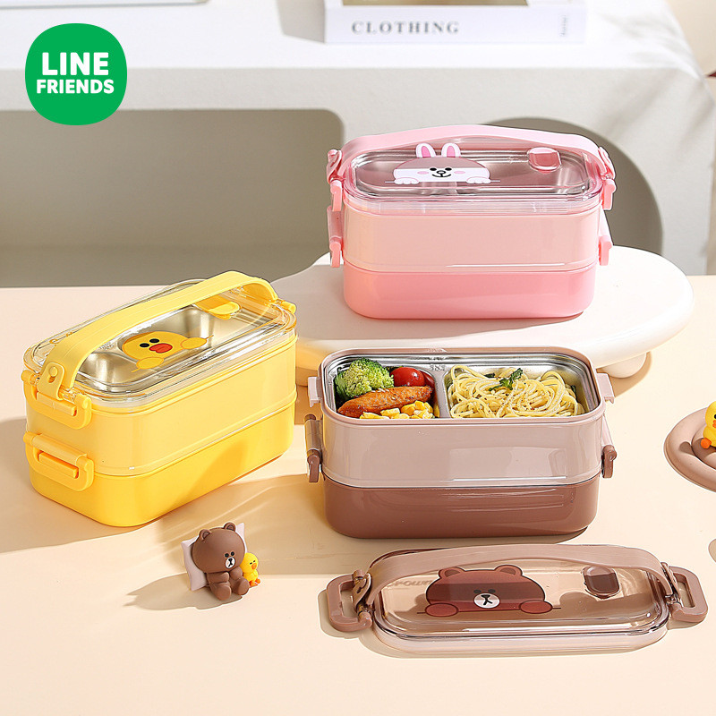 【Ready Stock】Brown Bear Double-Layer Stainless Steel Lunch Box 雙層飯盒 ...