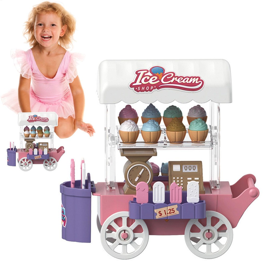 Snacks and Sweets Food Cart Toddler Truck Food Cart Ice Cream Toy ...