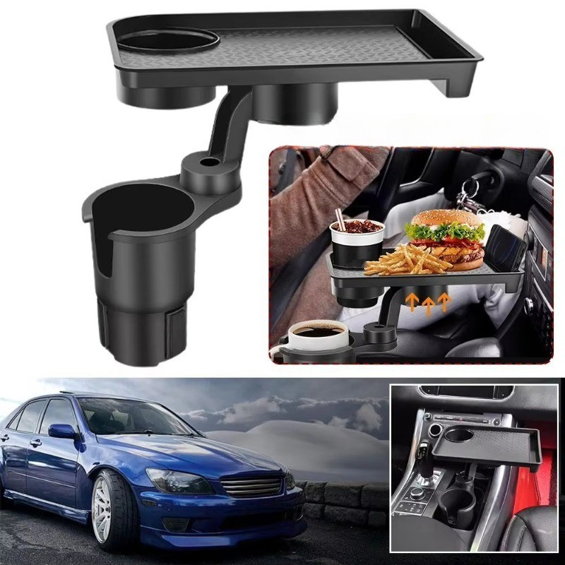 Universal Car Cup Holder Tray with Dual Cup Holder Organized Table Food ...
